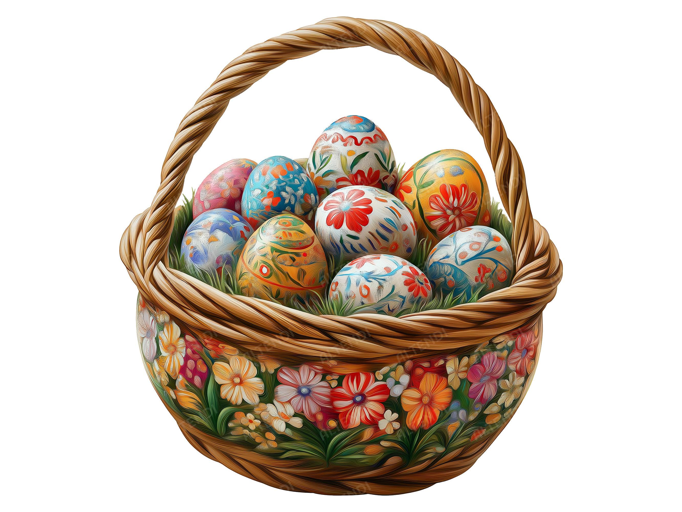 23 PNG Easter Baskets With Easter Eggs, Easter Baskets Clipart, Easter ...