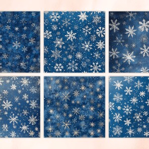 20 Printable Winter Snowflakes Digital Papers, Freezing Snowfall ...