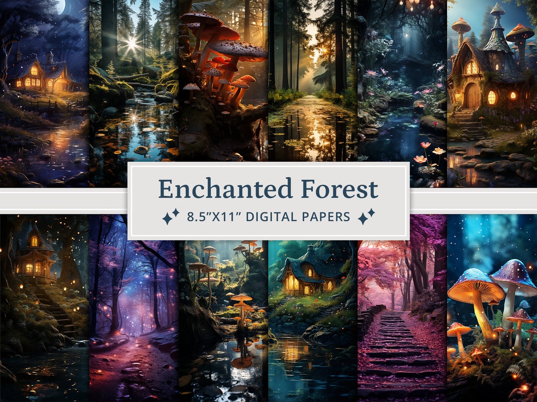 29 Fantasy Enchanted Forest Digital Papers, Magical Mystery Forest ...
