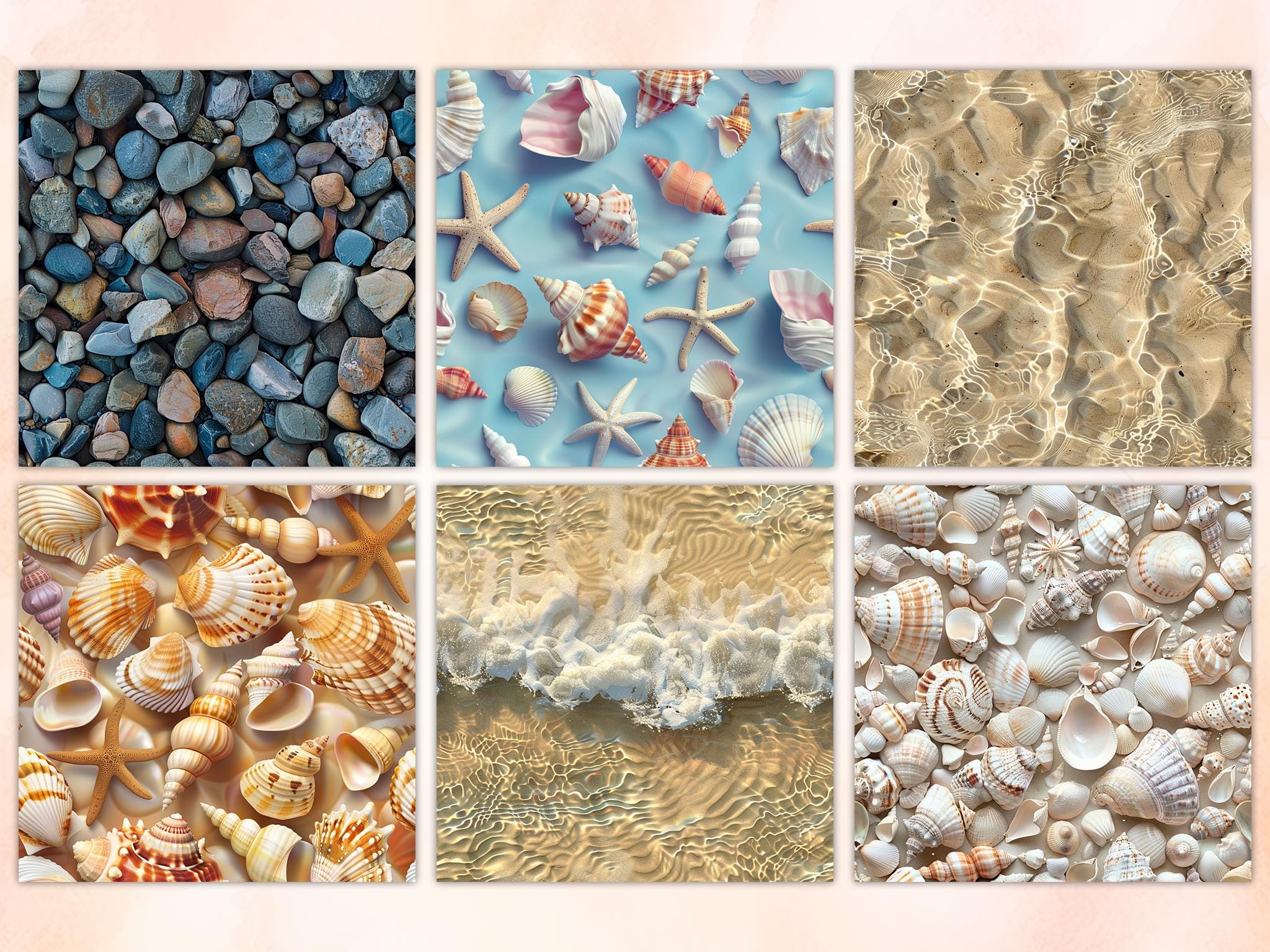 28 Beach Textures Seamless Digital Papers, Sand Texture, Pebbles ...