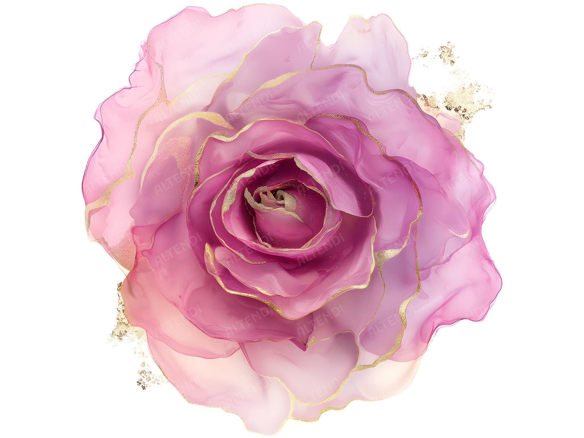 17 PNG Abstract Pink Rose Clipart, Pink Gold Flower, Flowers Print ...