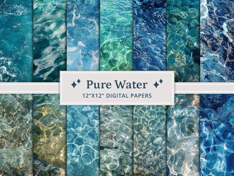 30 Pure Water Digital Papers, Water Backgrounds, Water Digital ...