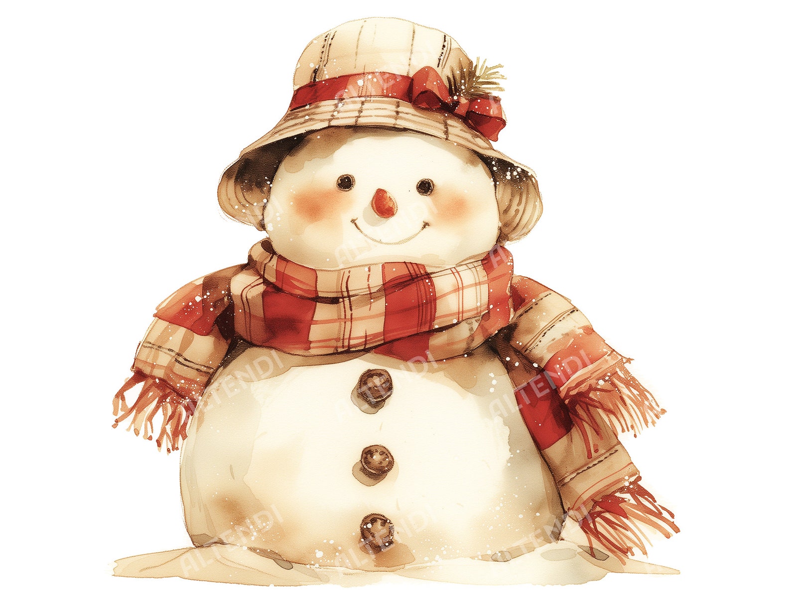 23 Vintage Watercolor Snowmen Clipart, Watercolor Snowman, Cute Snowman ...