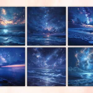 38 Magical Starry Night Digital Papers, Night Sky Texture Background ...