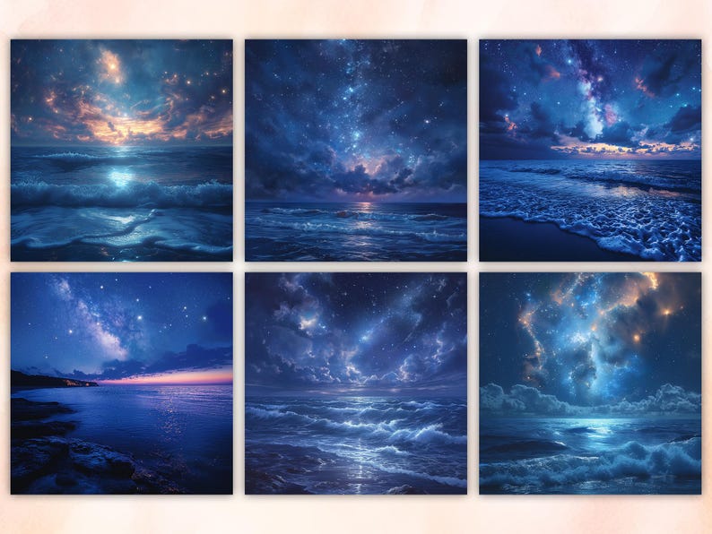 38 Magical Starry Night Digital Papers, Night Sky Texture Background ...