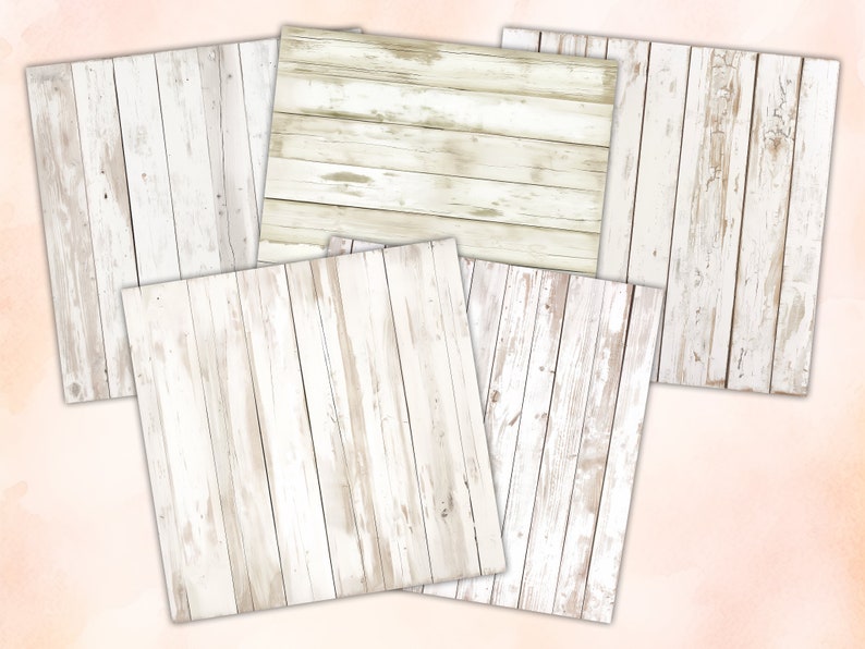 24 Shabby Wood Background Digital Papers, White Wooden Backgrounds ...