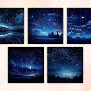 35 Starry Night Digital Papers, Night Sky Texture Background, Night ...