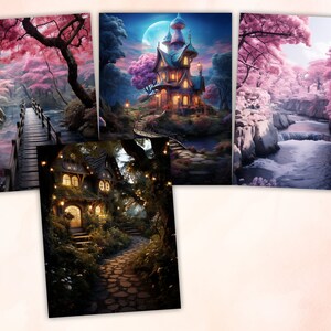 18 Fantasy Fairyland Digital Papers, Fairy Background, Enchanted Forest ...