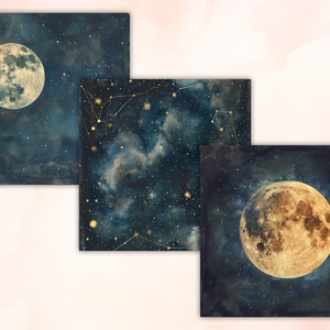 30 Vintage Celestial Digital Papers, Printable Scrapbook Paper, Galaxy ...
