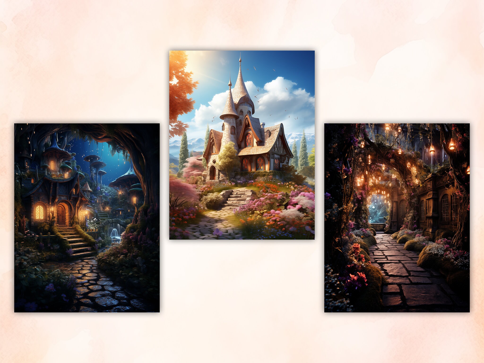 18 Fantasy Fairyland Digital Papers, Fairy Background, Enchanted Forest ...
