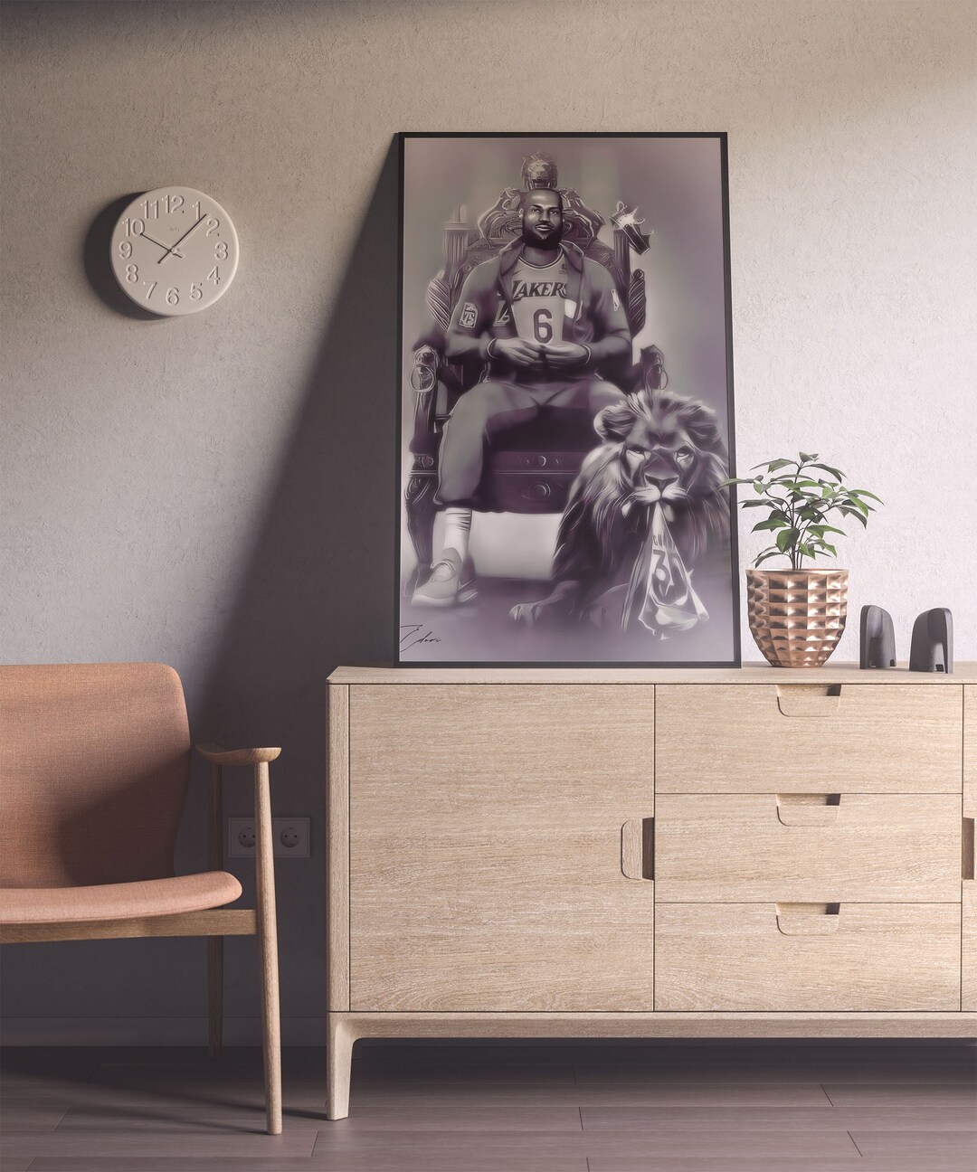 Lebron James King Lion Print NBA Poster Los Angeles Lakers Print ...