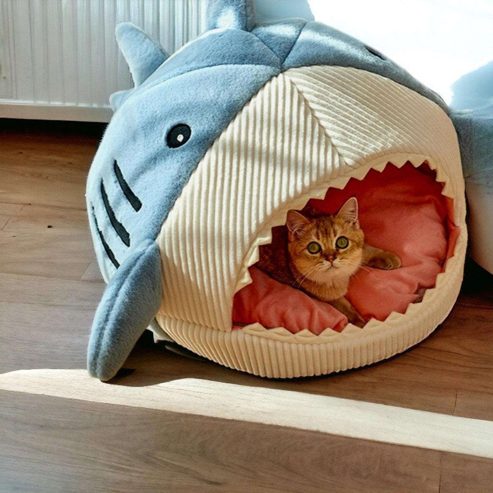 Enclosed Shark Cat Bed, Cute Cat Shark House, Super Shark Cat Bed ...