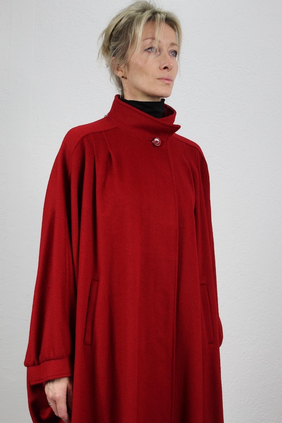 Vintage Wool Cape / Red Wool Cape / Austrian wool clo… - Gem
