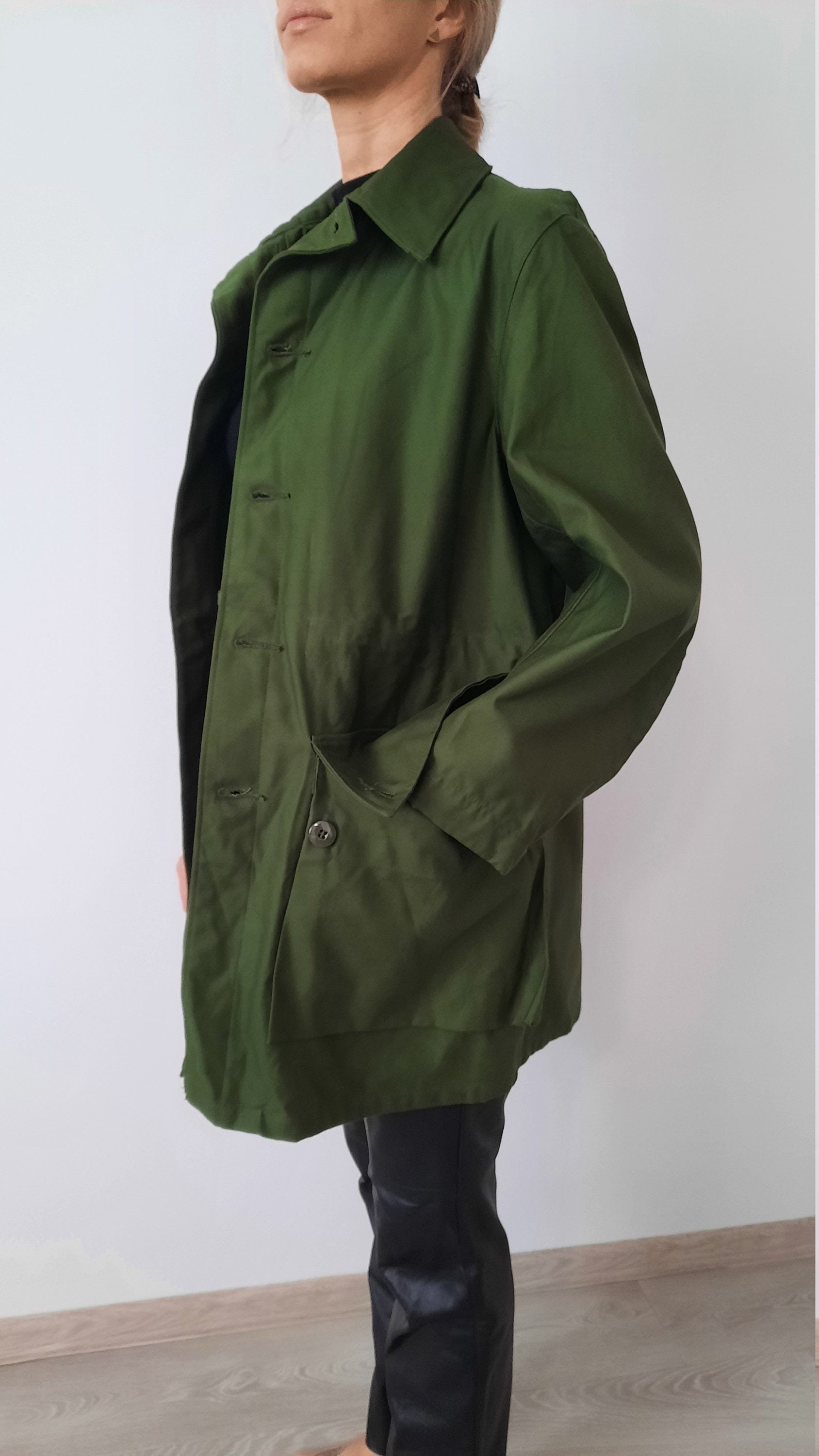 80s Military Jacket Green Army Overcoat Women's Large, Men's M Big ...