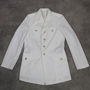 White Military Blazer Gold Button Army Jacket Commando Coat Vintage ...
