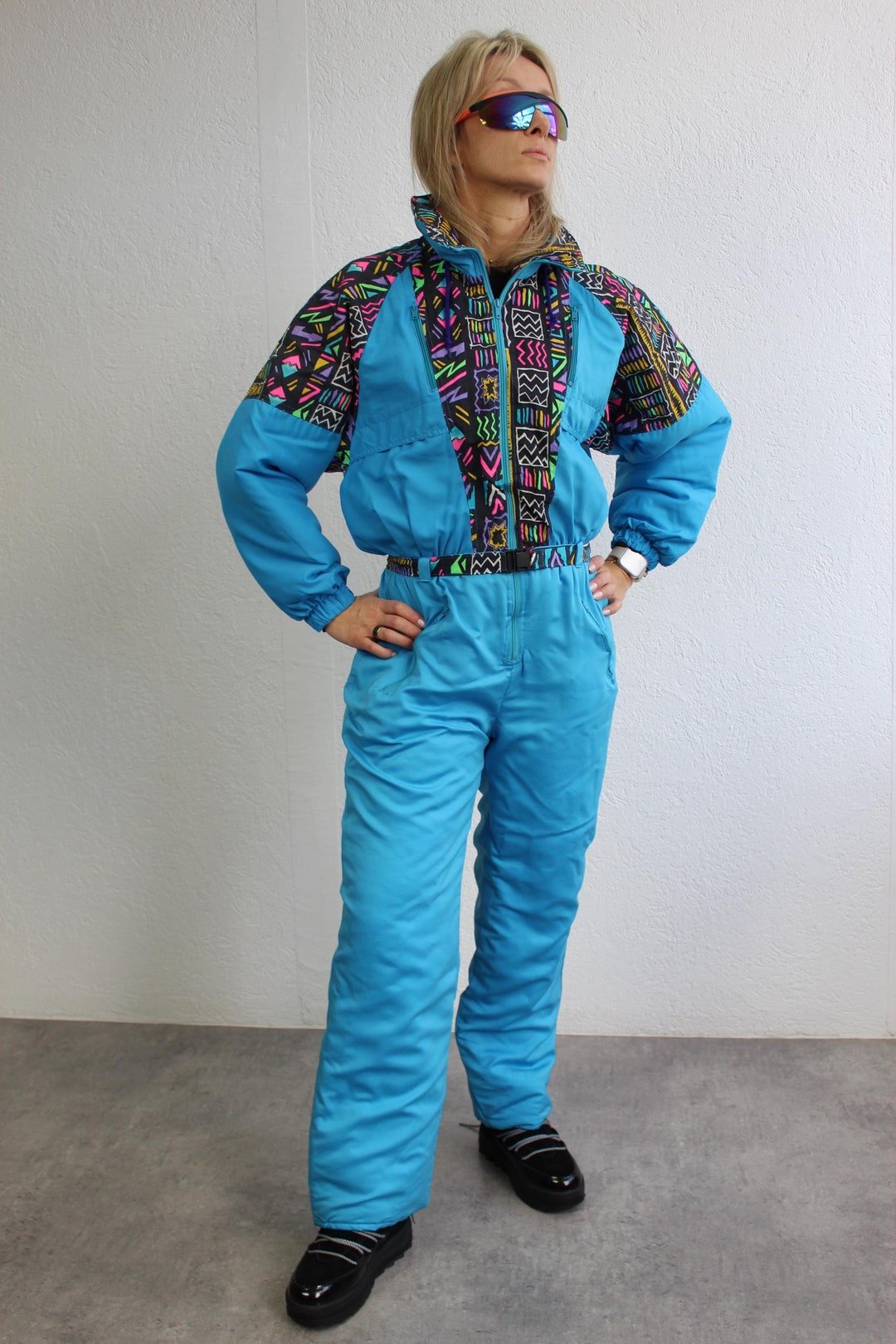 80s Snowsuit Blue One Piece Ski Suit One Piece Winter Ski Suit Women's ...