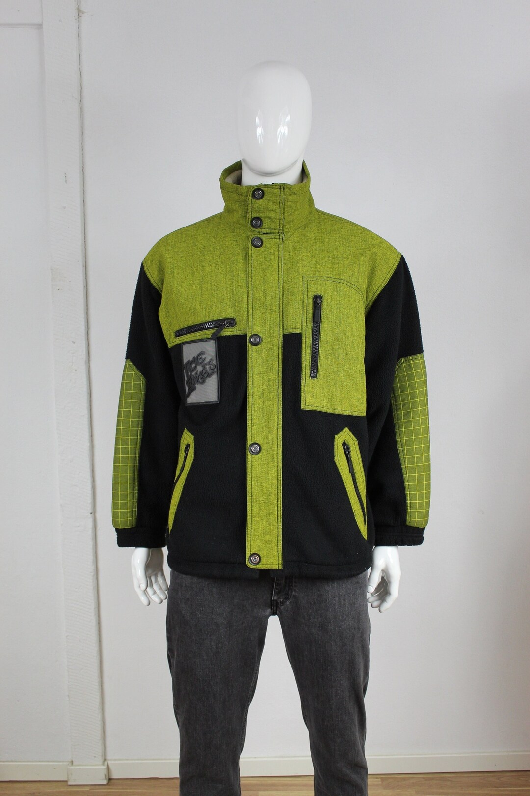 Neon Fleece Jacket Y2k Ice Angels Black Jacket Women's 2X, Men's Large ...
