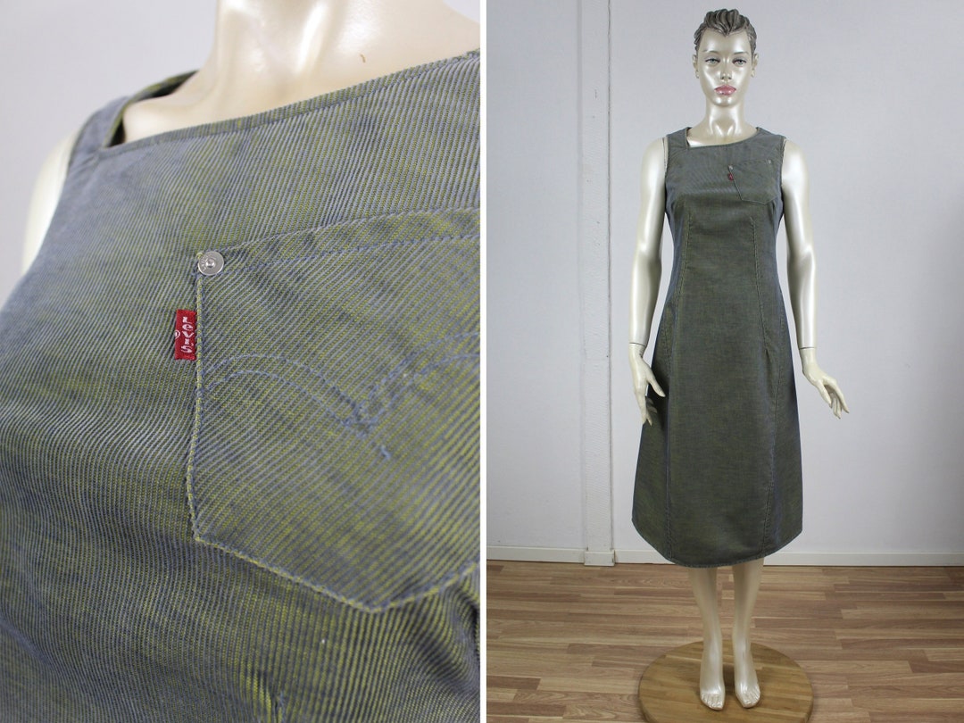 Levis Engineered Dress Y2K LEVIS Strappy Corduroy Pinafore Style Midi ...