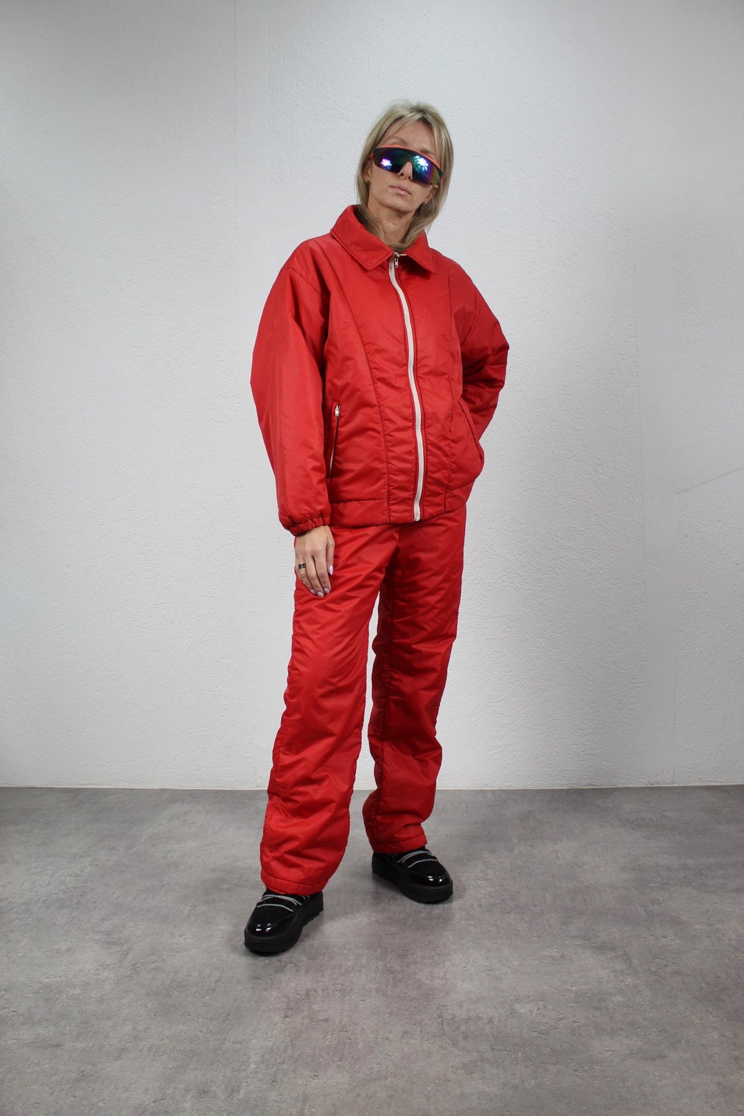 Red Ski Suit 80s Two Piece Snowsuit Women's L, Men's Medium ...