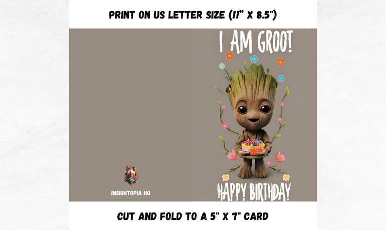 Marvel Groot Birthday Card Instant Download Friend Birthday Card - Etsy