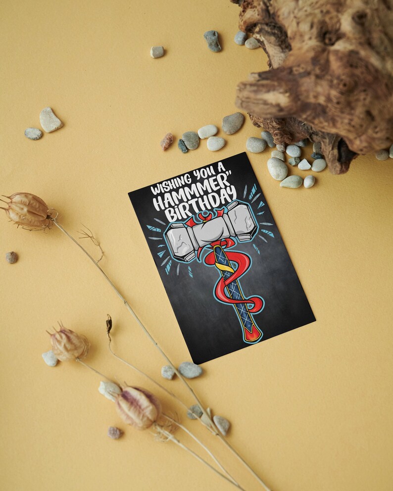 Marvel Thor's Hammer Birthday Card Instant Download Friend Birthday ...