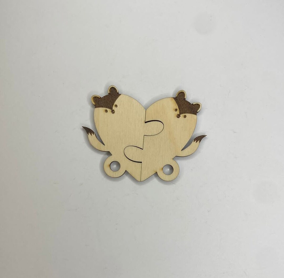 Fox Couple Keychains, Laser Cut Keychain, Wooden Gift, Linking Animal ...