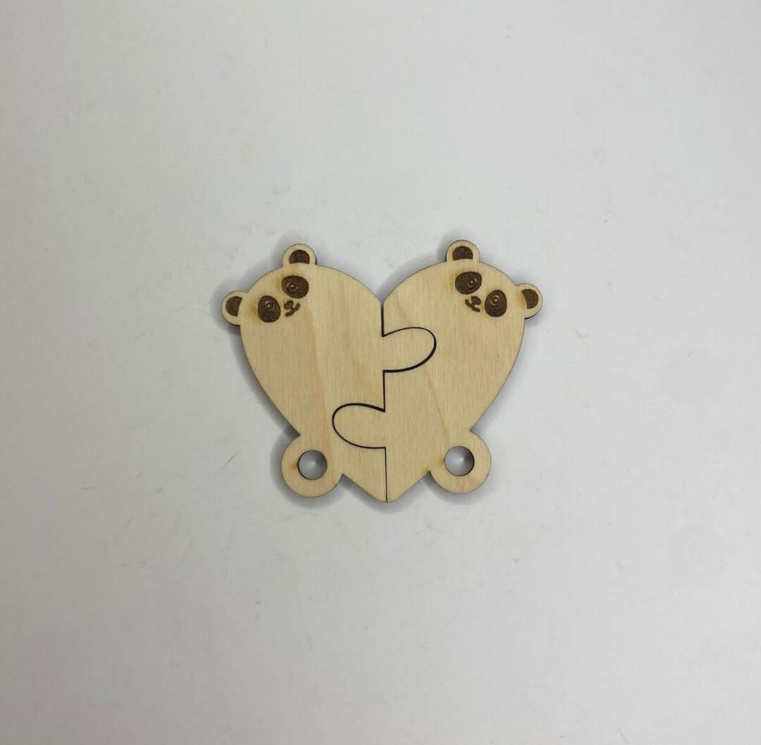 Panda Couple Keychains, Laser Cut Keychain, Wooden Gift, Linking Animal ...