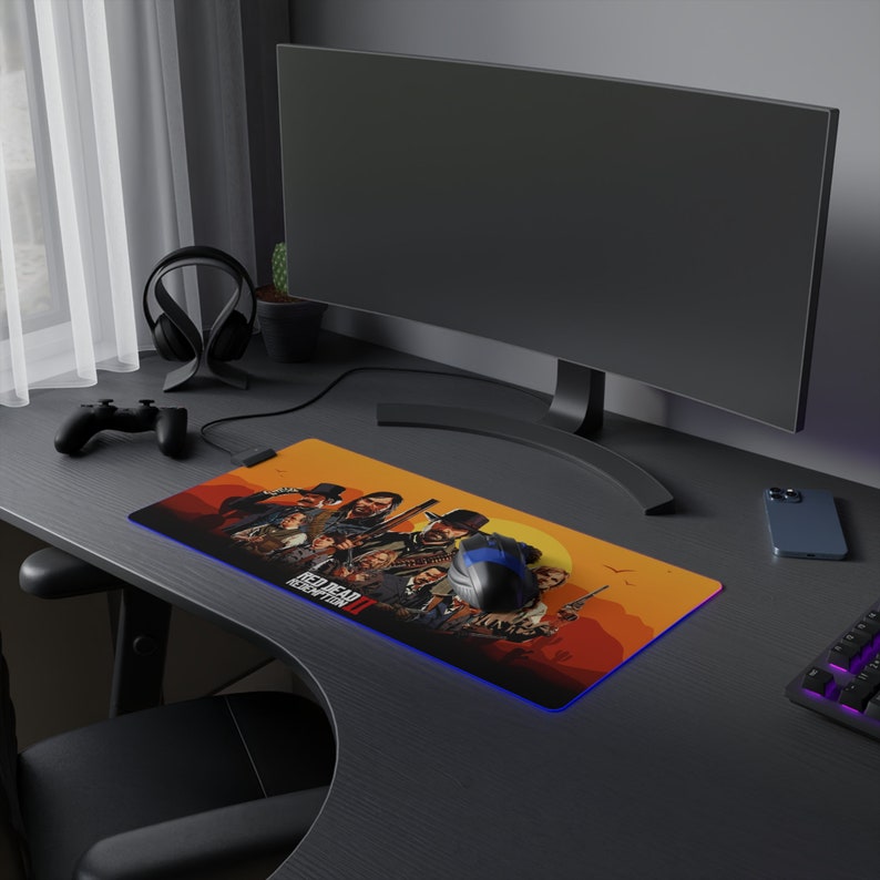 RGB Red Dead Redemption 2 LED Mouse Pad , Different Sizes Personalized ...