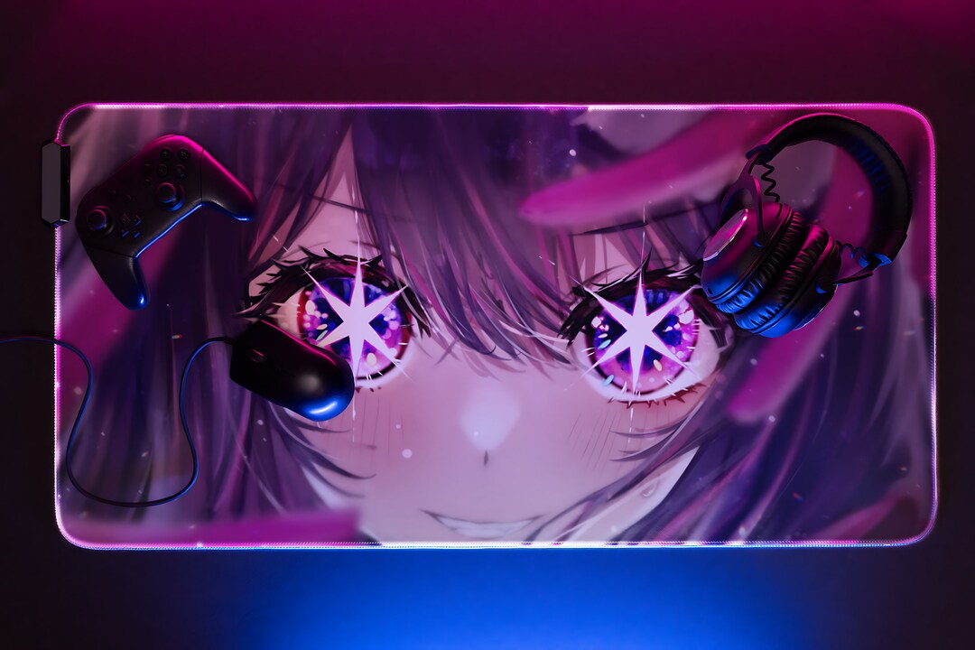Anime Girl LED Mouse Pad, Anime Cute RGB Desk Mat, Anime Girl Desk Pad ...
