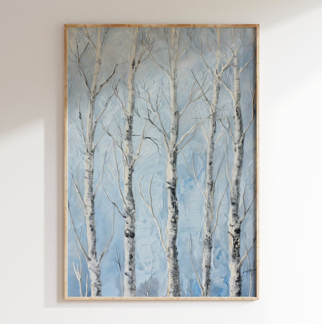 Printable Birch Trees, Winter Trees Download, Vertical Woodland Print ...