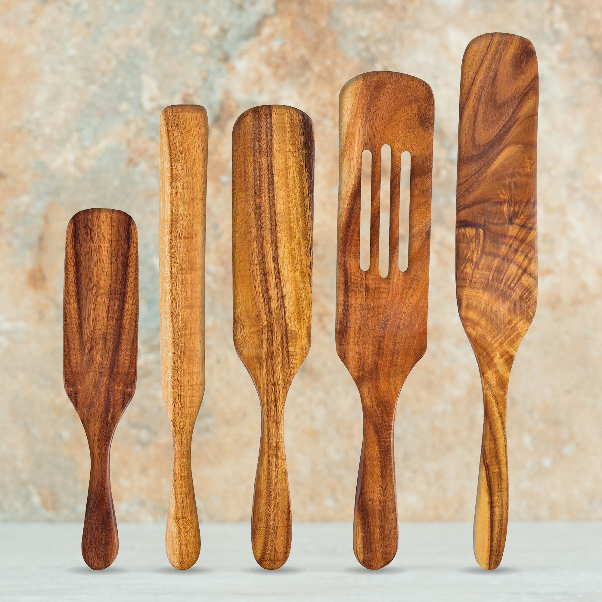 Handmade Wooden Spurtles, No Varnish & 100% Toxic Free 5-piece Spurtle ...