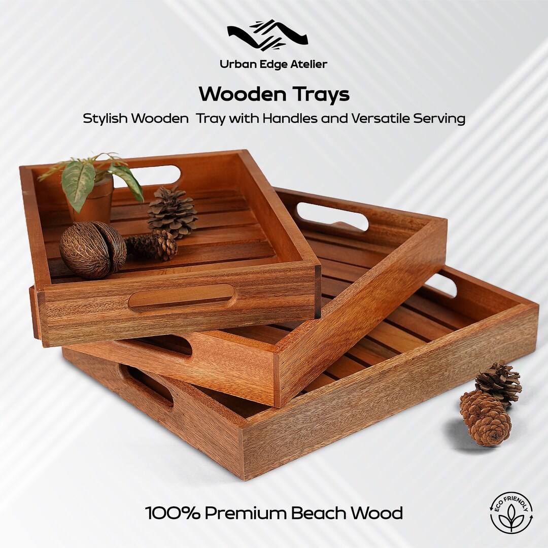 Large Wooden Serving Tray With Handles, Serving Board, Cheese Platter ...