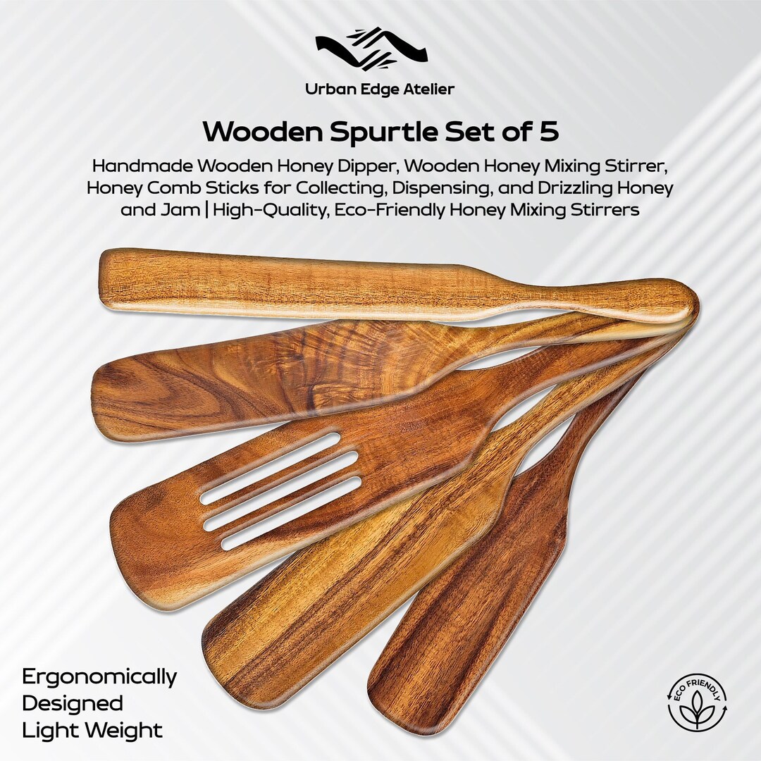 Handmade Wooden Spurtles, No Varnish & 100% Toxic Free 5-piece Spurtle ...
