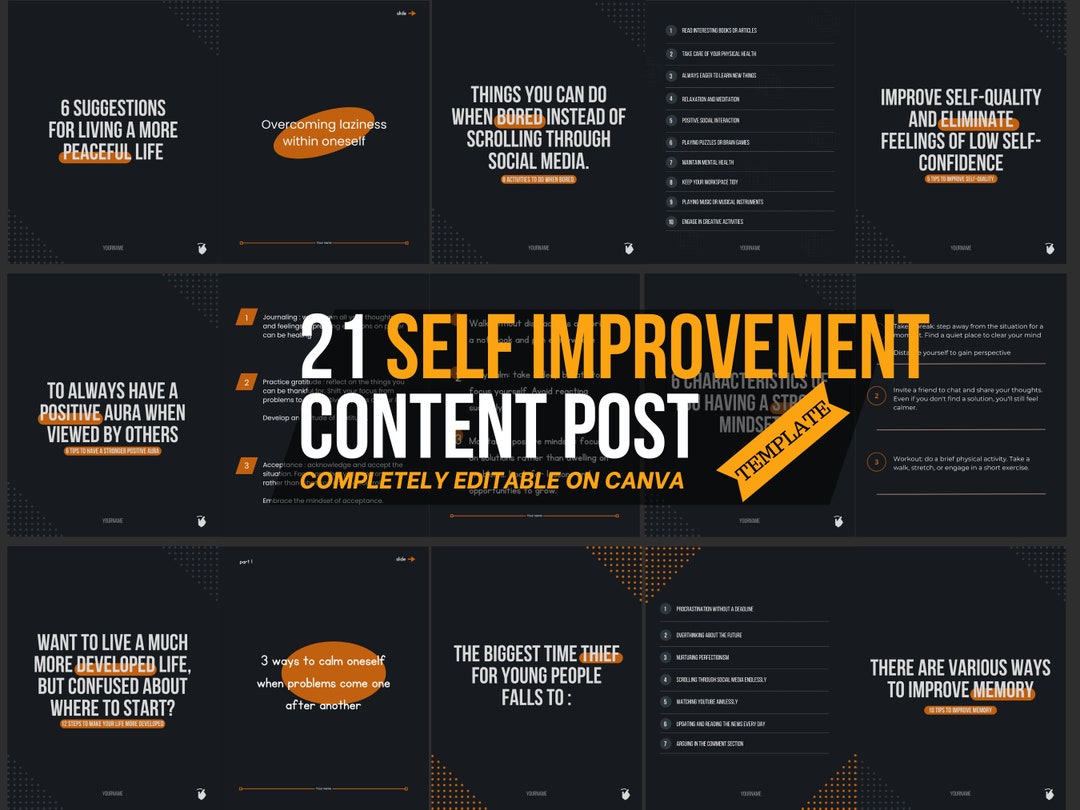 21 SELF IMPROVEMENT CONTENT | Canva Template Posting | Instagram ...