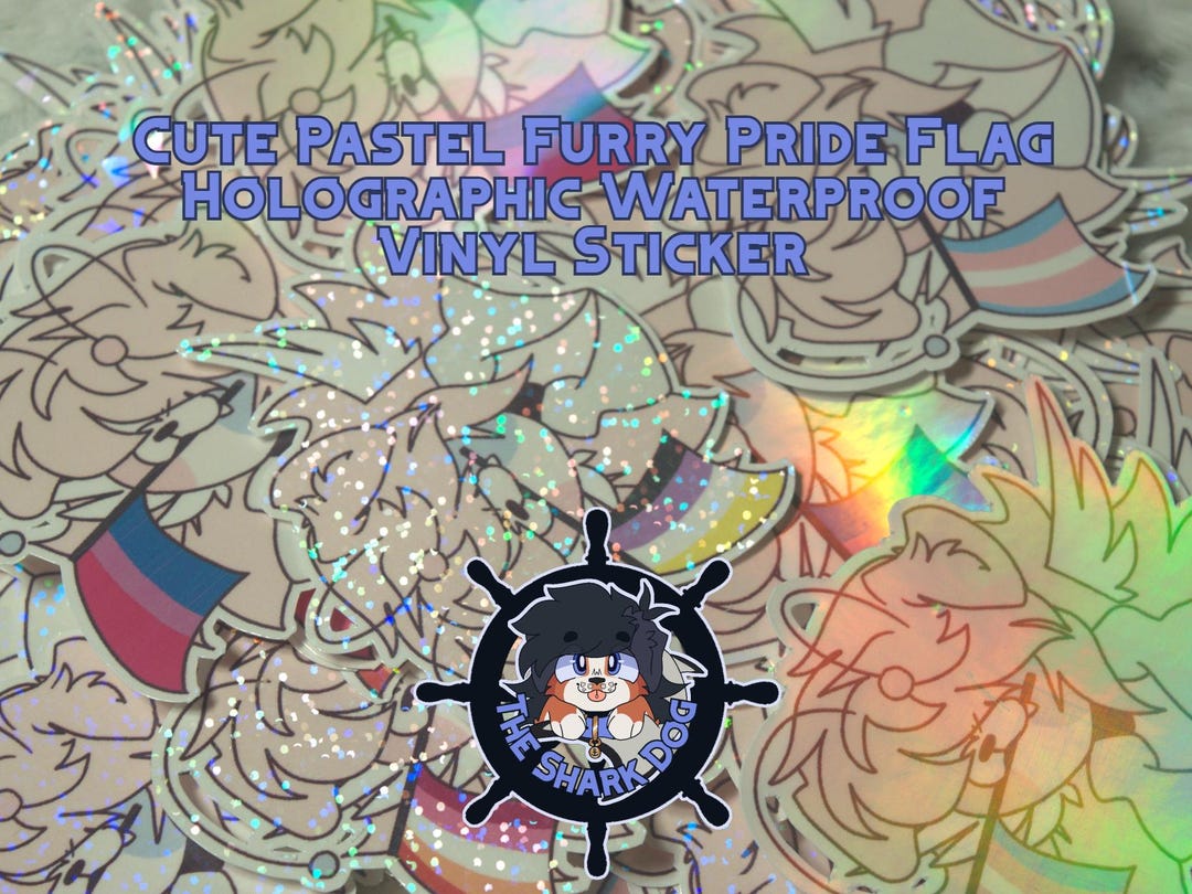 Cute Pastel Furry Pride Flag Holographic Waterproof Vinyl Sticker - Etsy