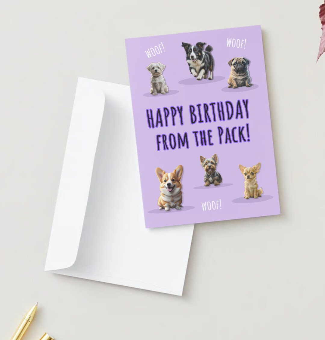 Dog Pack Birthday Card, Coworker Group Gift - Etsy