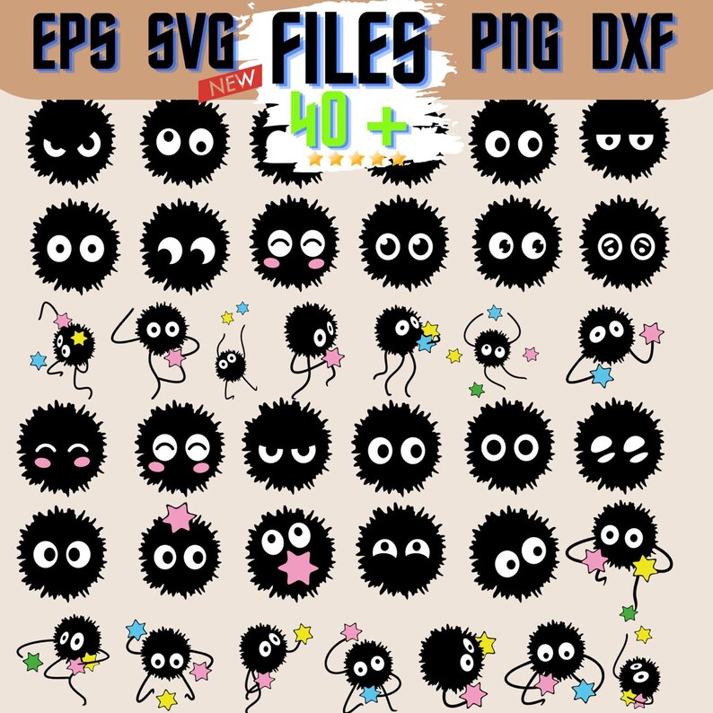 Soot Sprite Svg Bundle, ,instant Download,layered Files, Png, Eps ...