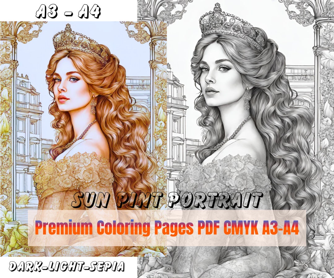 British Royalty Coloring Pages, Detailed Portrait Illustrations ...