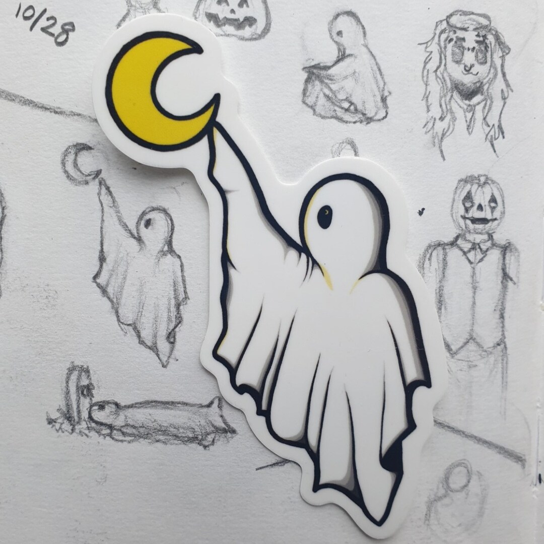 Lunar Sheet Ghost Vinyl Sticker - Etsy