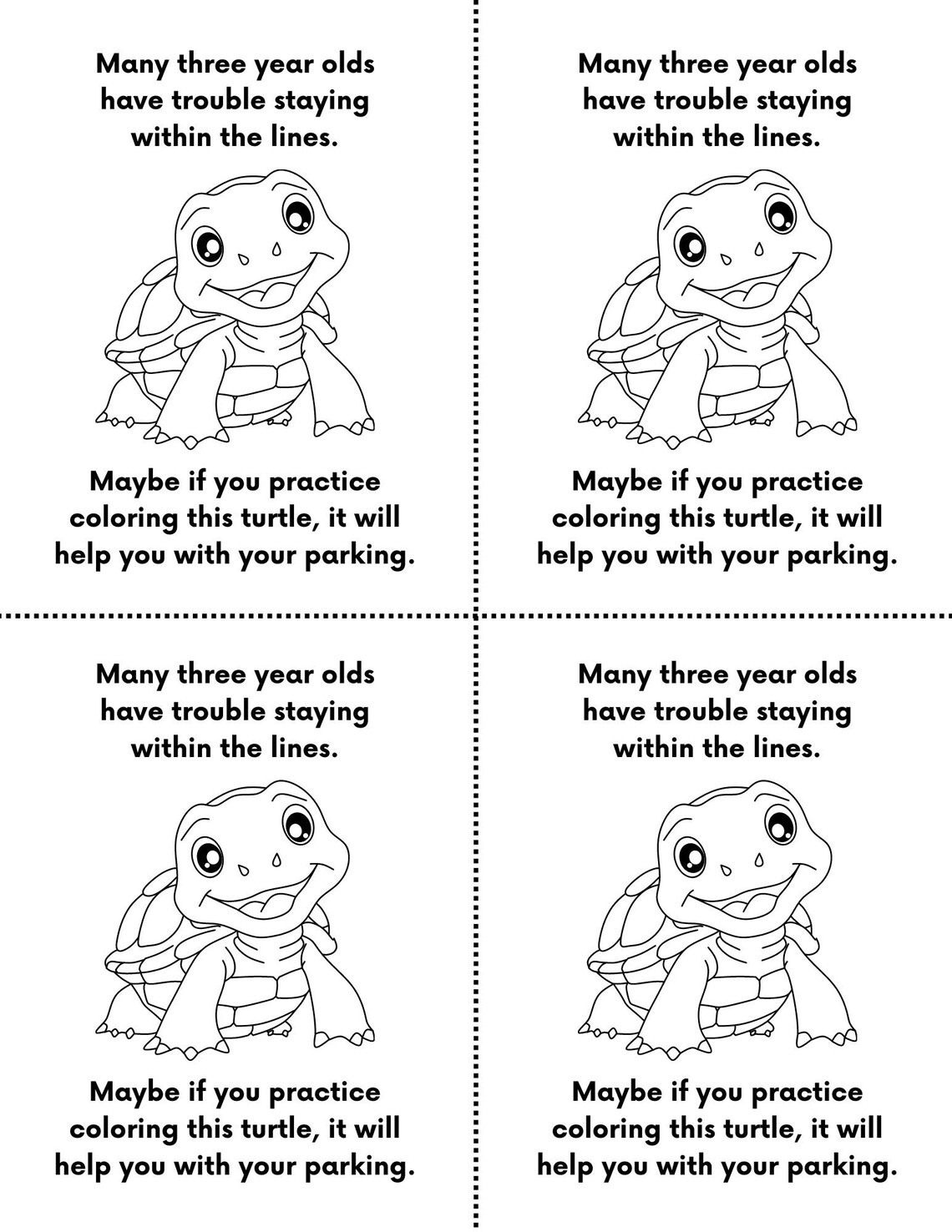 Funny Bad Parking Ticket: Animal Coloring Page (PDF) - Etsy