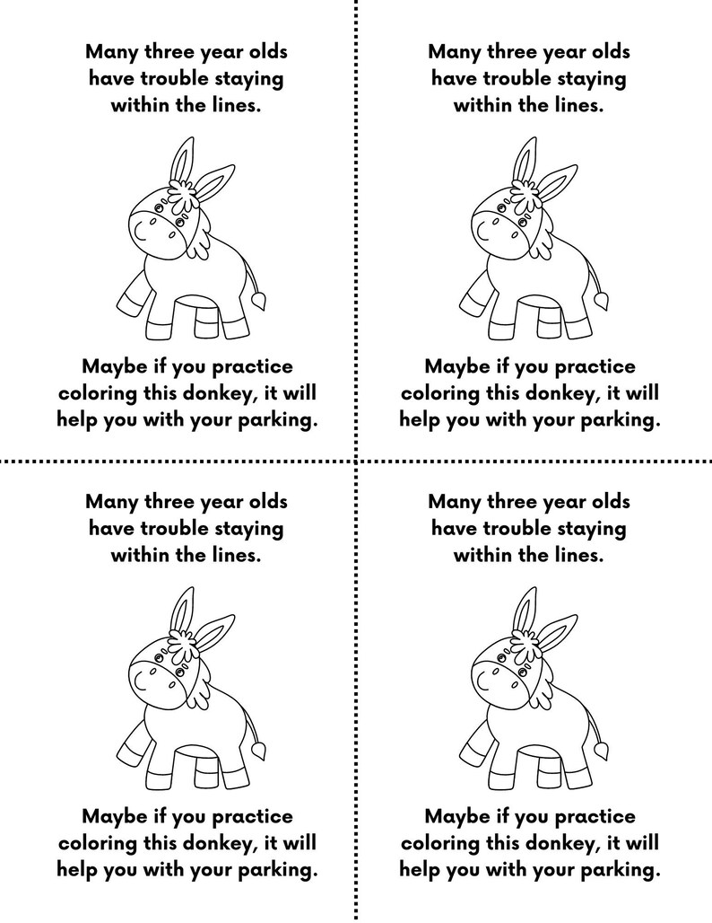 Funny Bad Parking Ticket: Animal Coloring Page (PDF) - Etsy