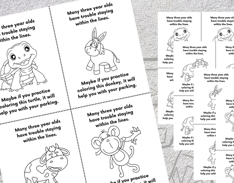 Funny Bad Parking Ticket: Animal Coloring Page (PDF) - Etsy