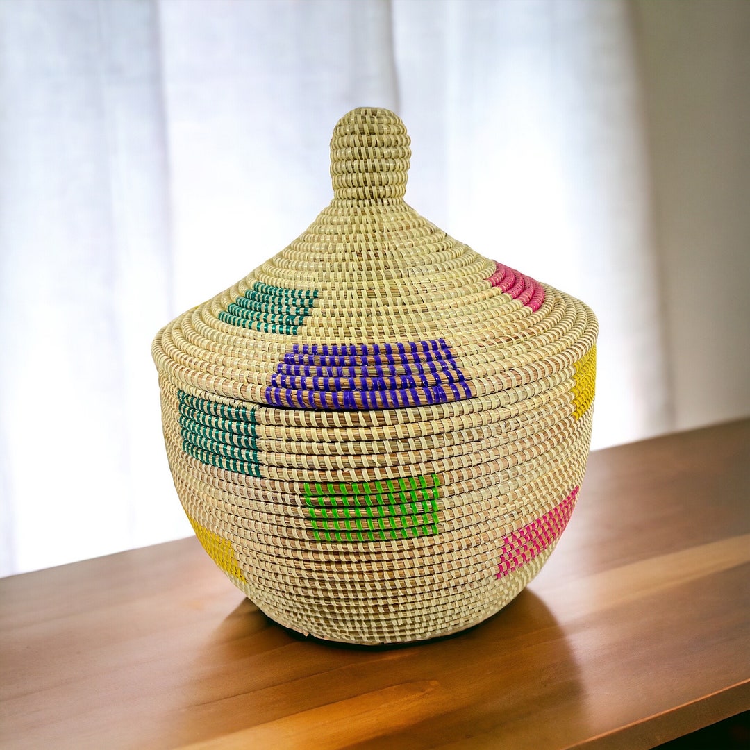 African Basket With Lid, Ideal for Housewarming Gifts and Warm ...