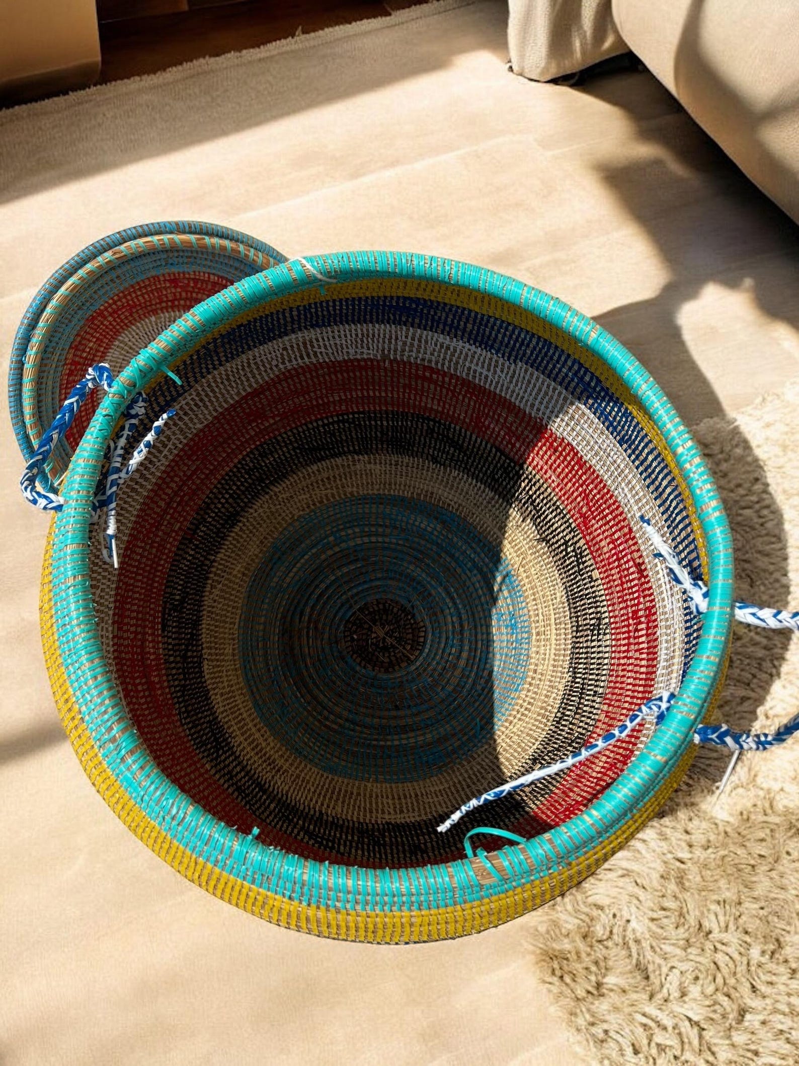 African Laundry Basket With Lid, Extra Large Woven Hamper, Senegal ...