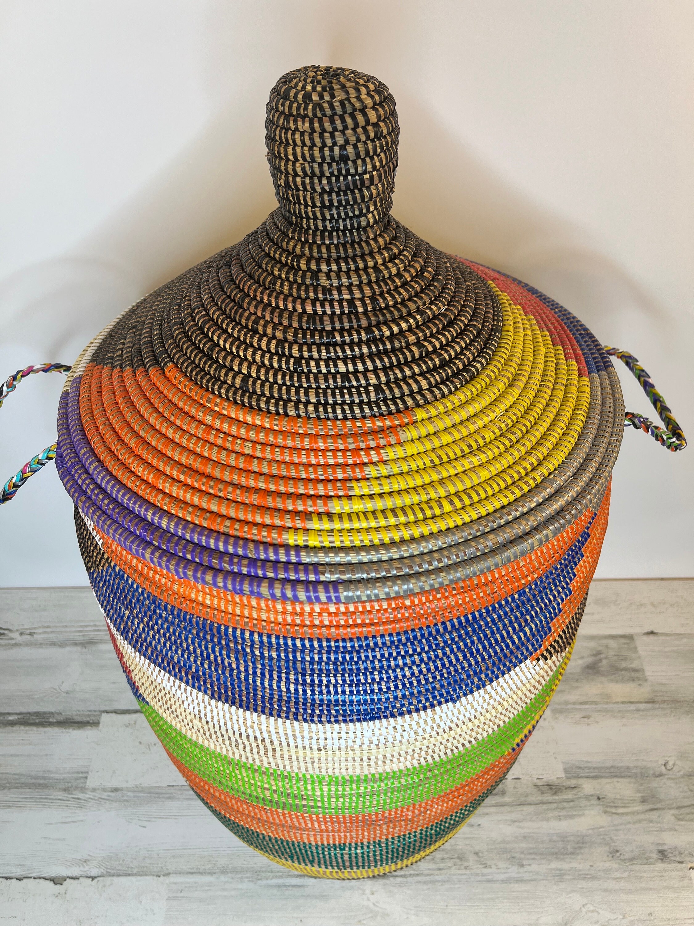 Large Laundry Basket, African Basket With Lid, Storage Wicker Basket ...