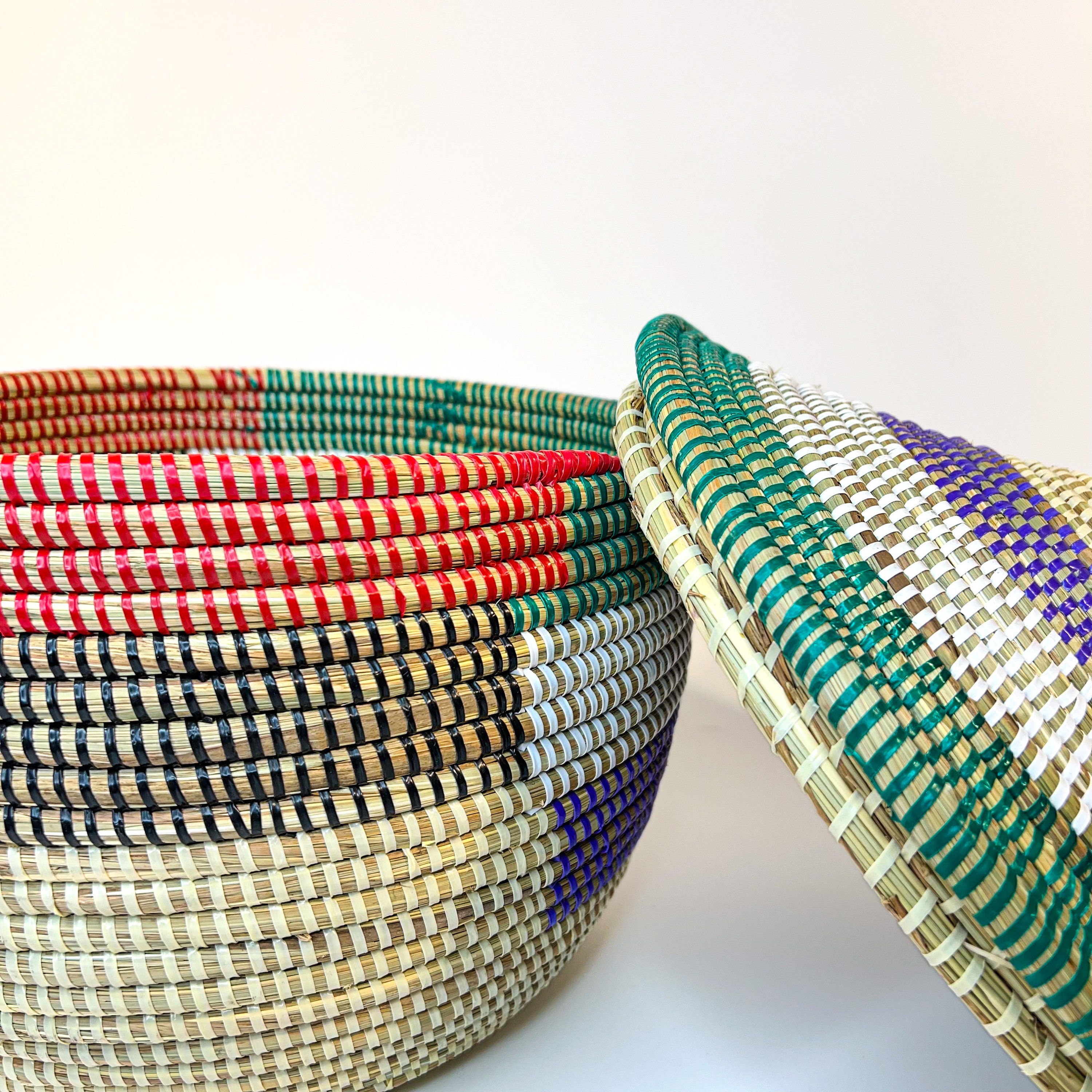 African Basket With Lid, African Basket, Multicolot Storage Basket ...