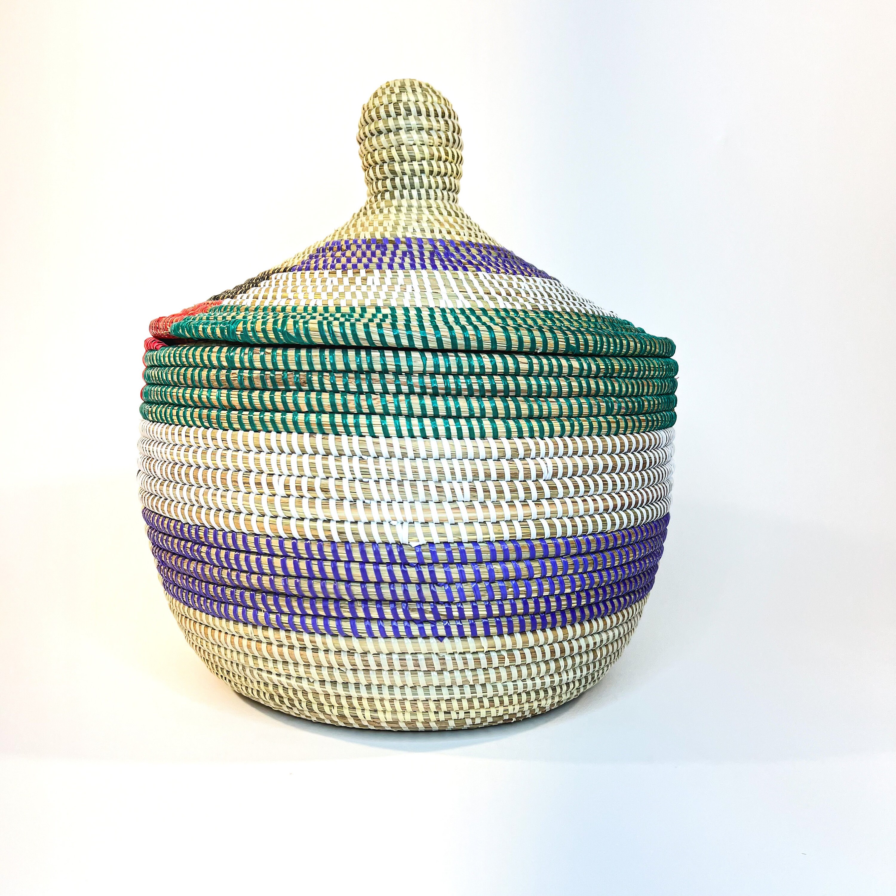 African Basket With Lid, African Basket, Multicolot Storage Basket ...