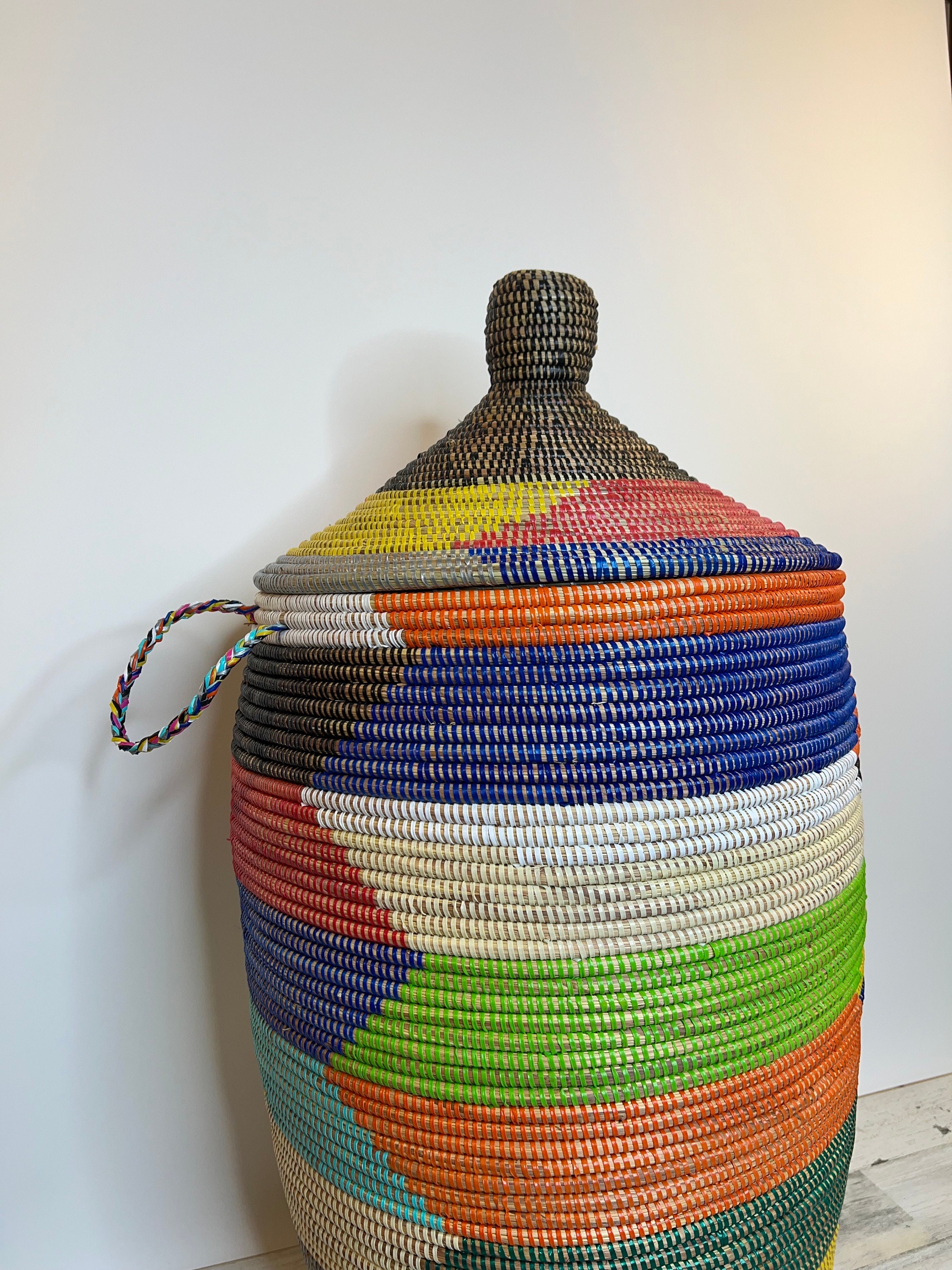 Large Laundry Basket, African Basket With Lid, Storage Wicker Basket ...
