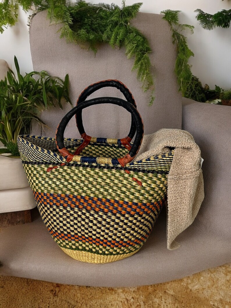 Ghana Tote Bag/basket Bolga Market Basket Shopping Basket African Bolga ...