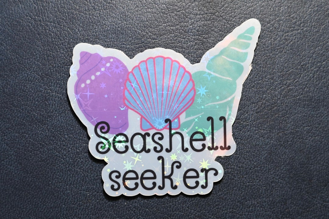 Holographic Seashell Sticker - Waterproof Vinyl Sticker - Waterproof ...
